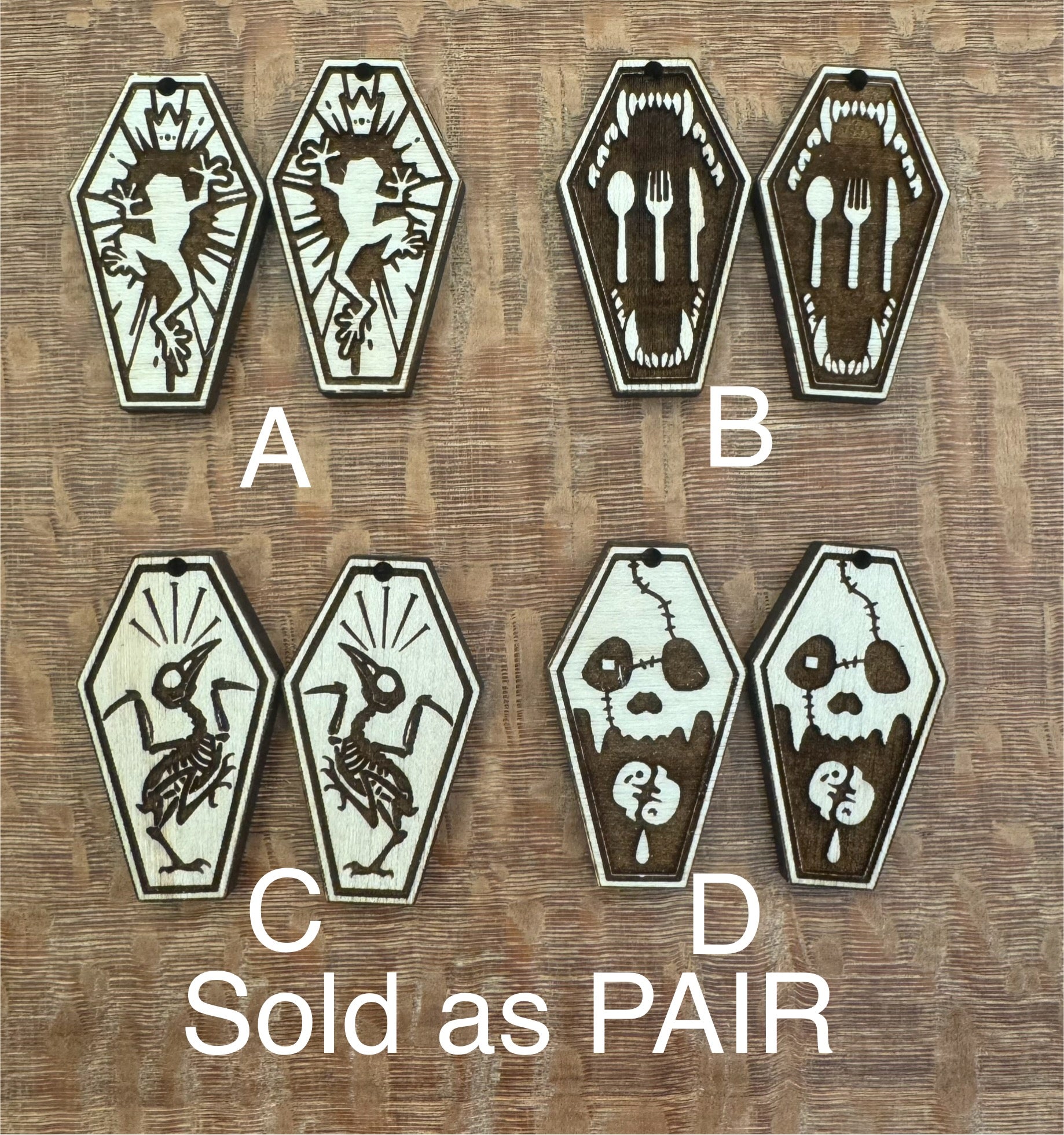 Halloween Coffin Dangle 1.40” PAIR – UnderwoodWorksllc