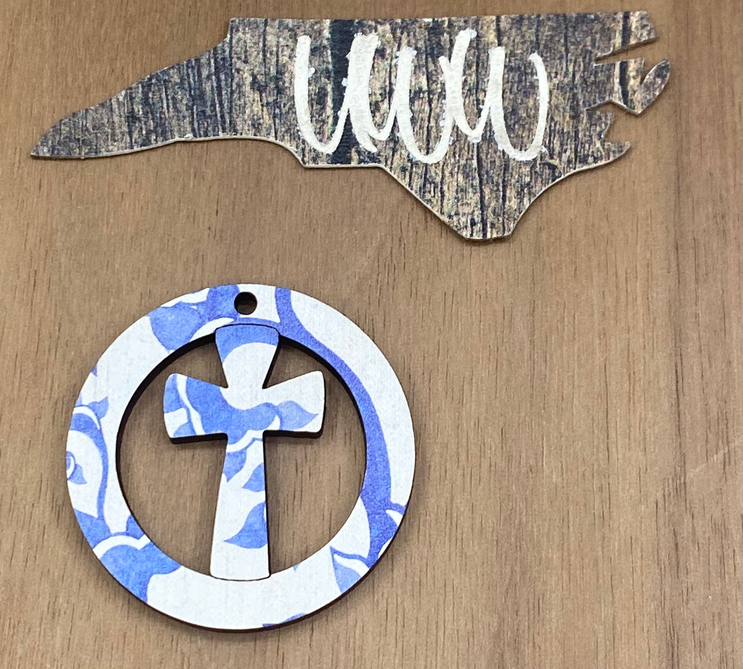 Blue China Pattern MDF Cross Dangle PAIRS – UnderwoodWorksllc